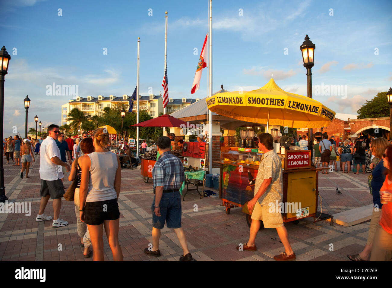 evening waterfront sunset celebrations mallory square key west florida ...