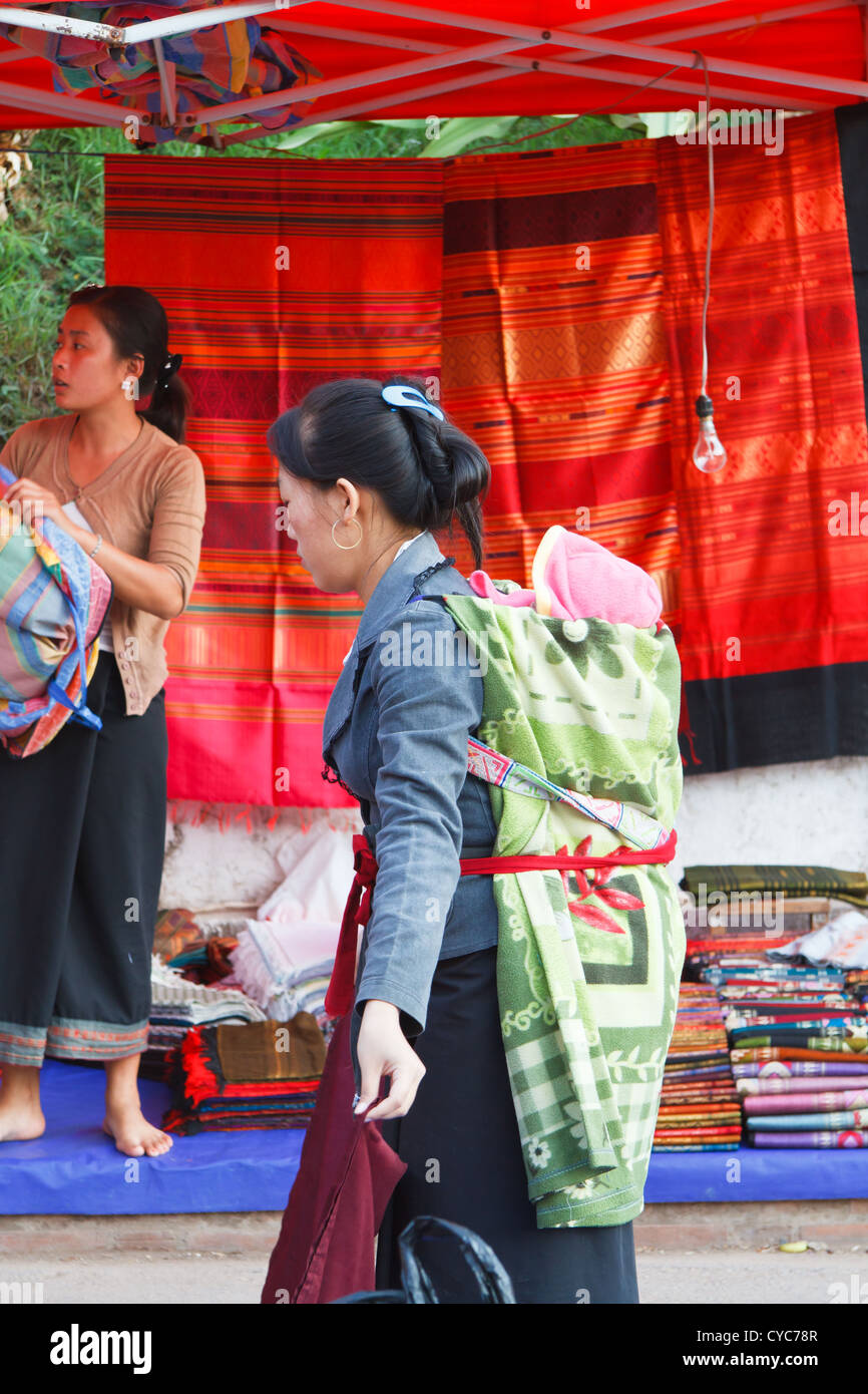 Mother with little Baby in Luang Prabang, Laos Stock Photo - Alamy