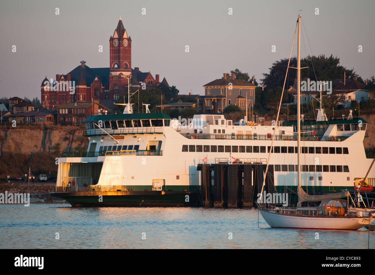 Washington State ferries dock at the historic seaport town of Port ...