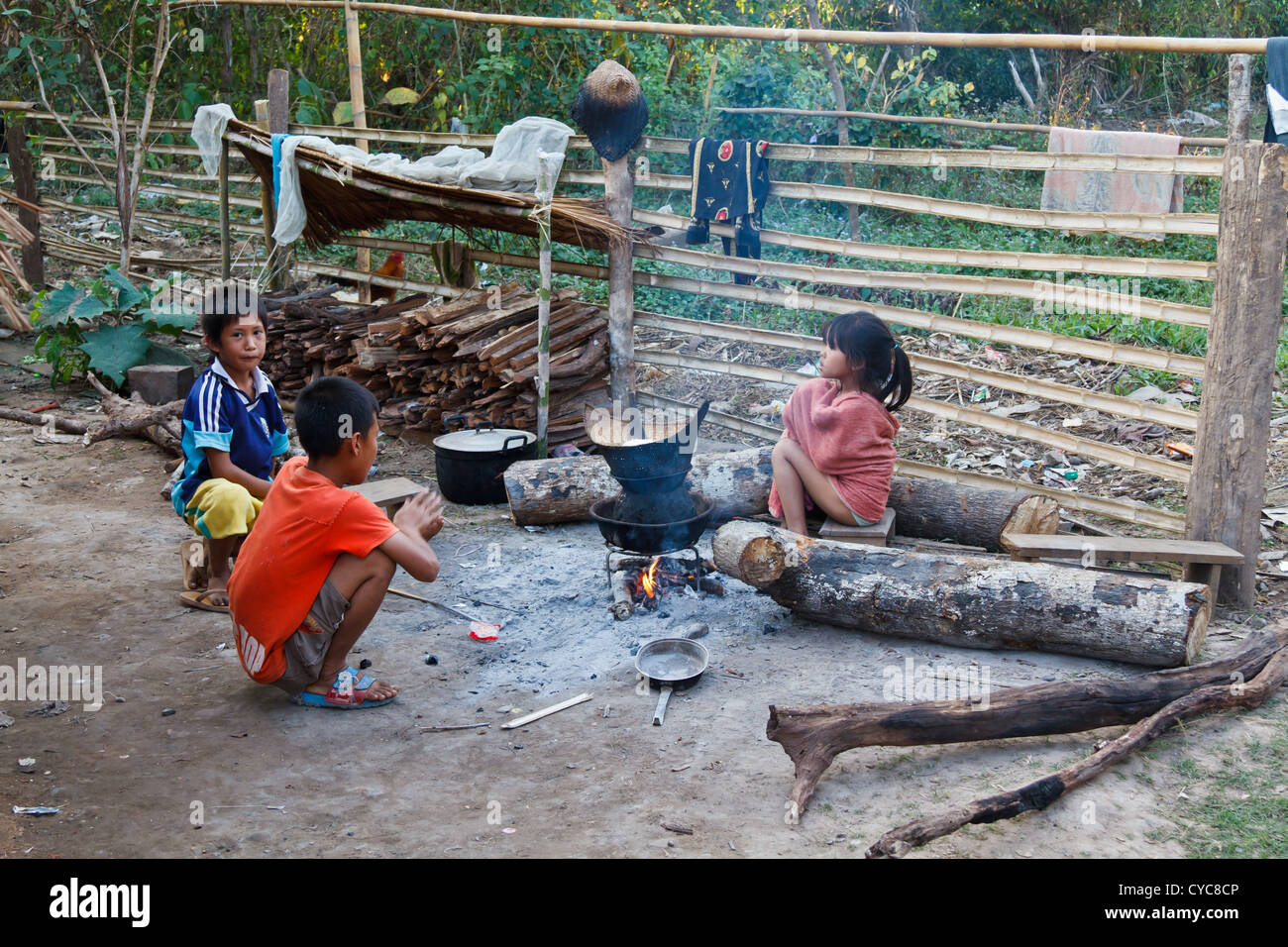 Children in a Mekong Village in Northern Laos Stock Photo - Alamy