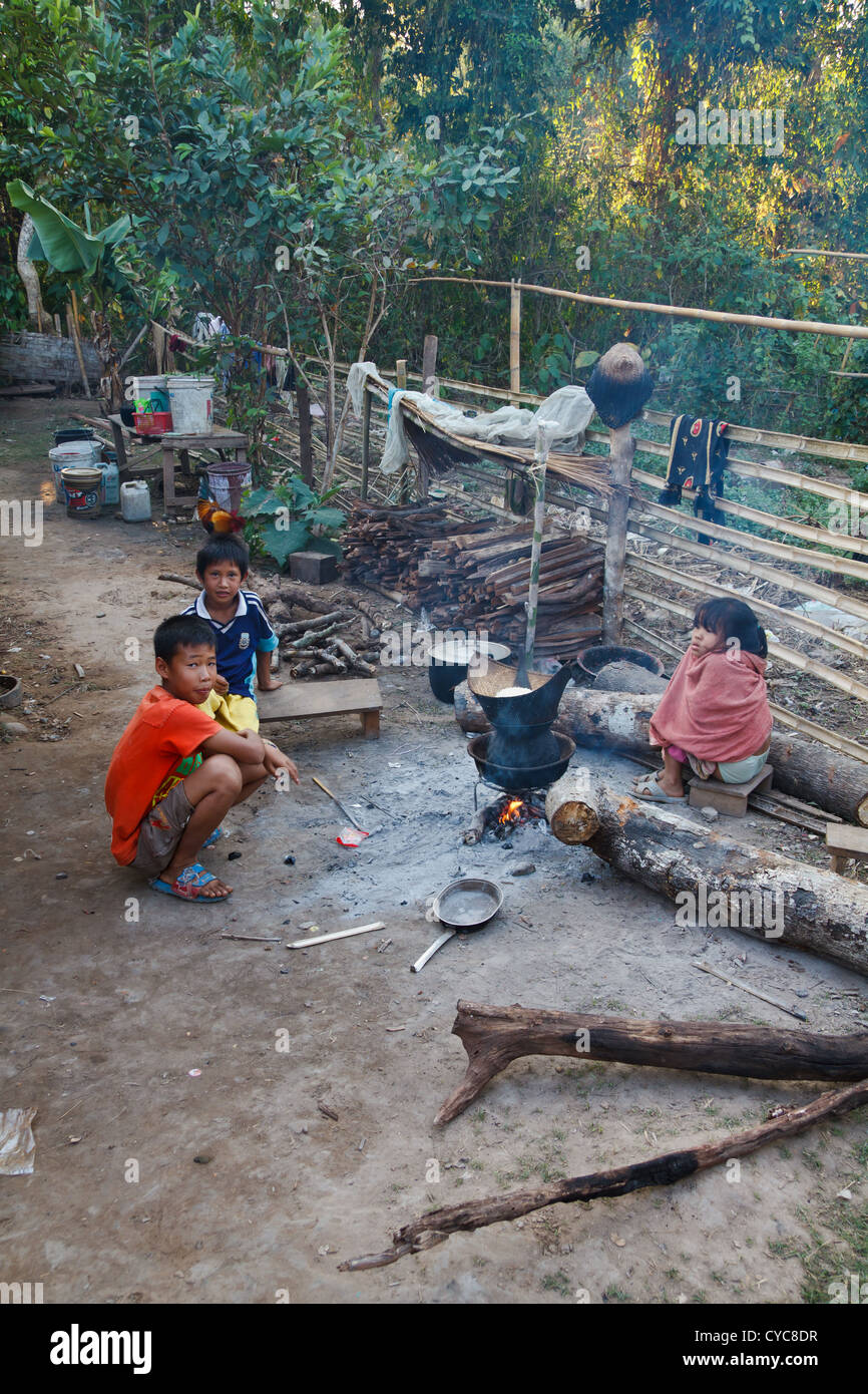 Children in a Mekong Village in Northern Laos Stock Photo - Alamy
