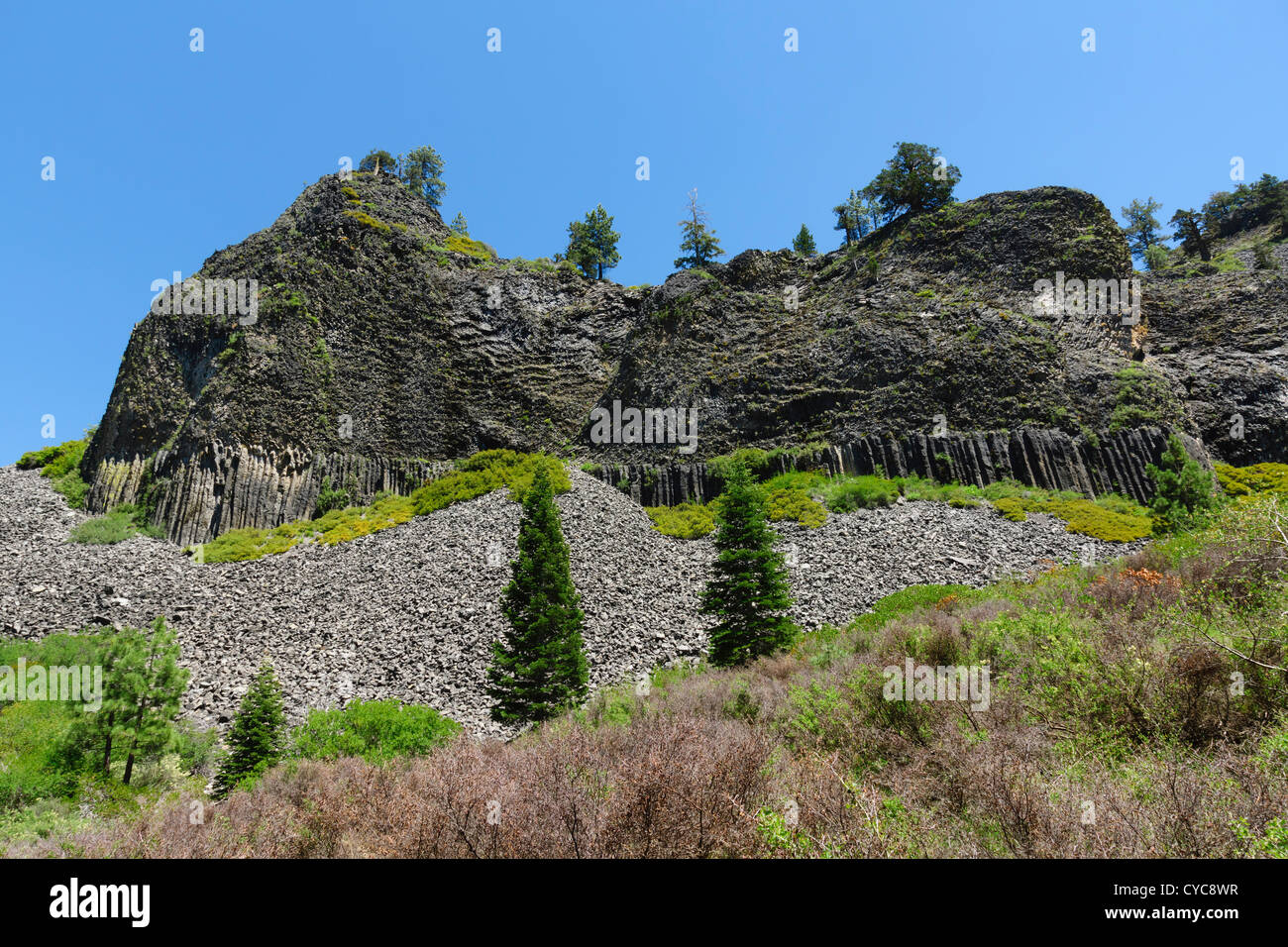 Sierra Nevada, California - Columns of the Giants trail, with circular ...