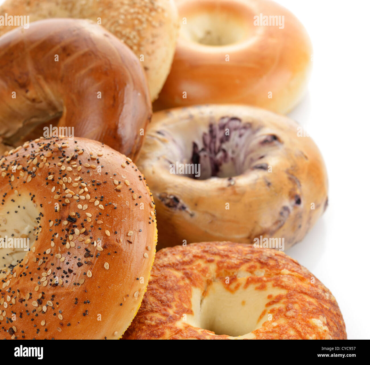 Assortment Of Bagels On White Background Stock Photo - Alamy