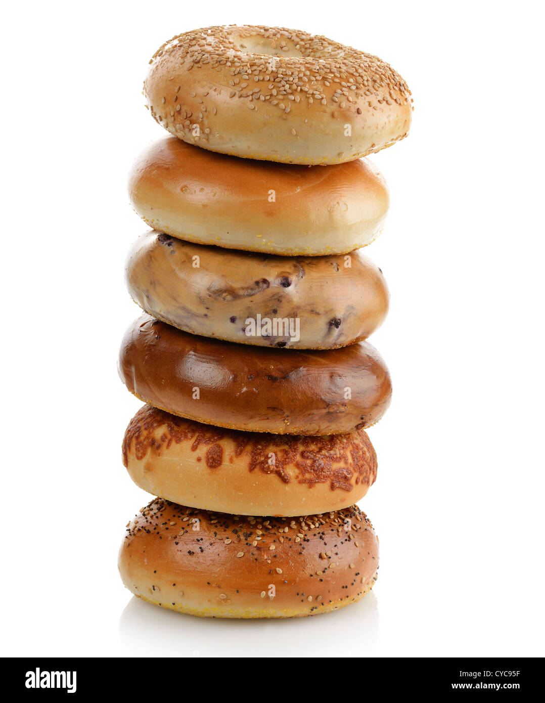 Assortment Of Bagels On White Background Stock Photo - Alamy