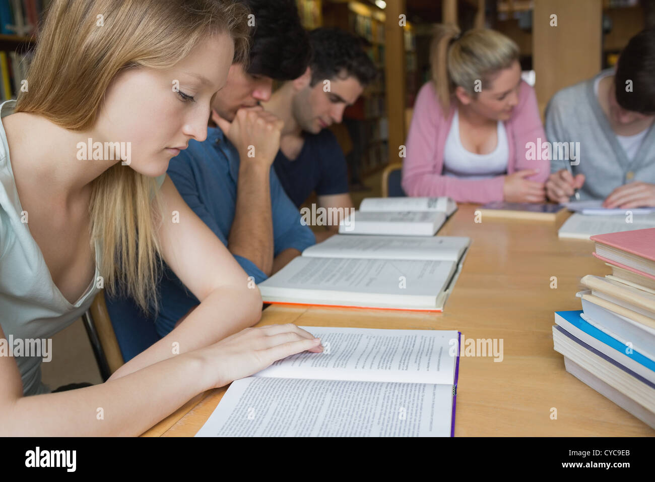 Students studying as a group Stock Photo - Alamy