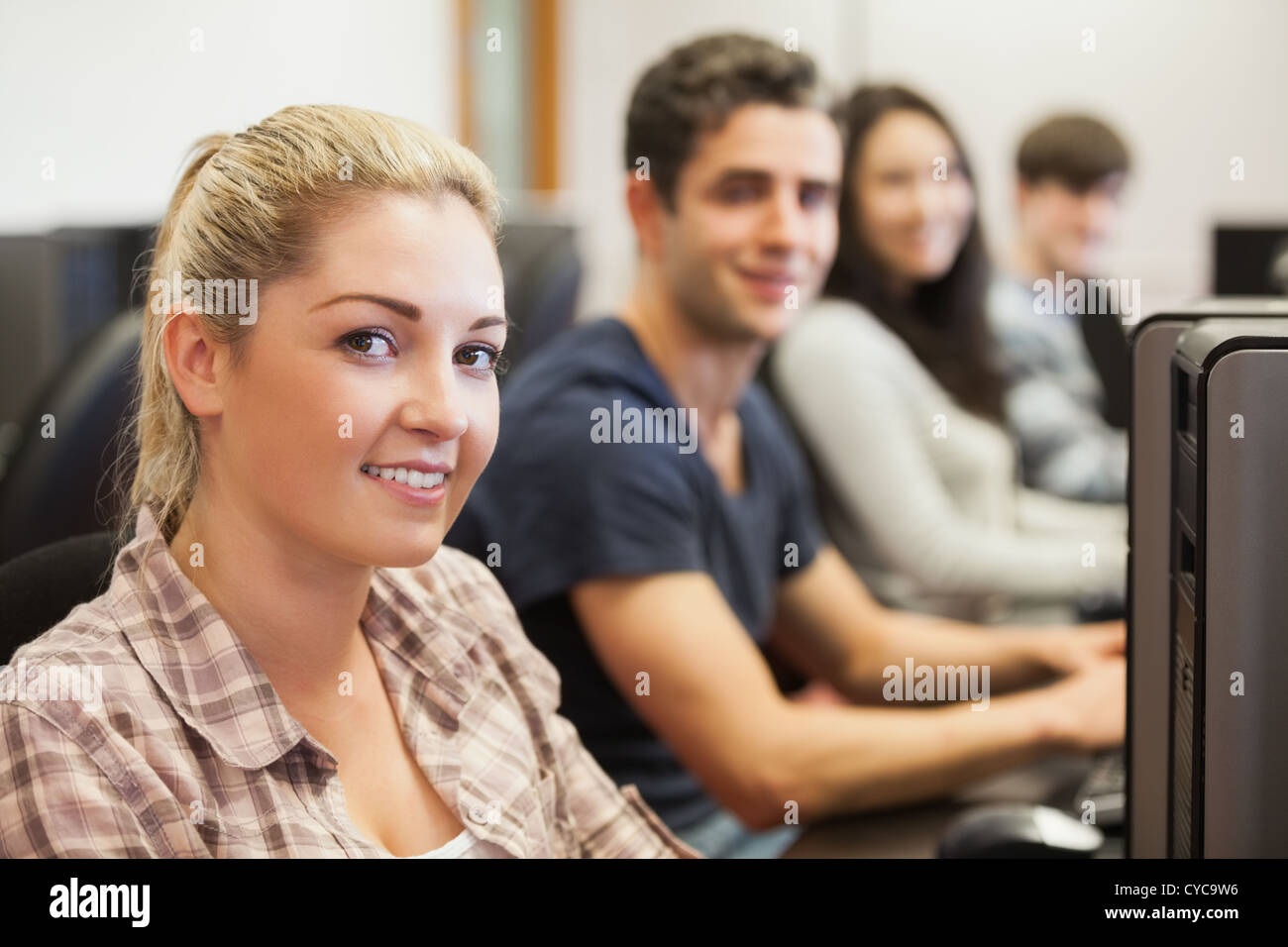 Students sitting at the computer room Stock Photo - Alamy