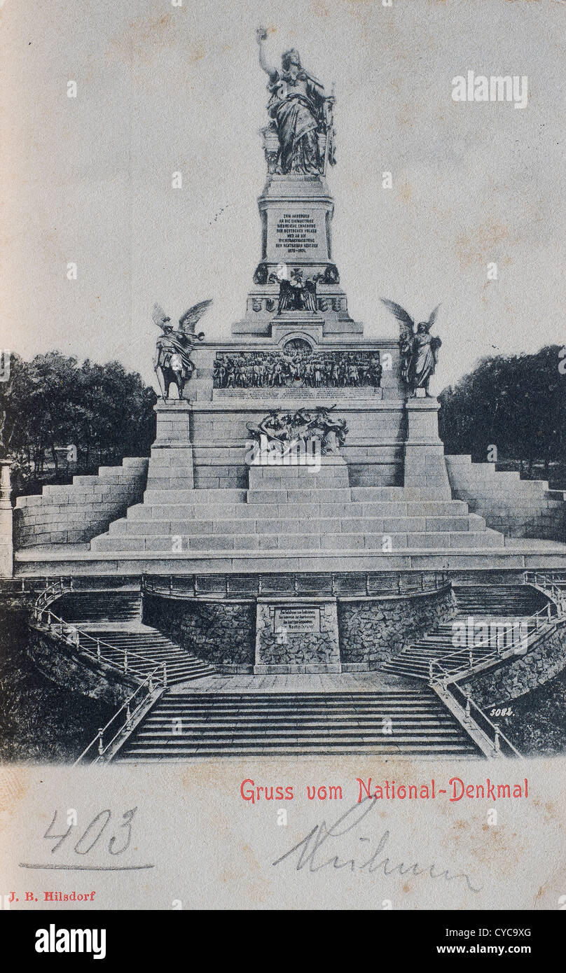 a monument in an old postcard Stock Photo - Alamy