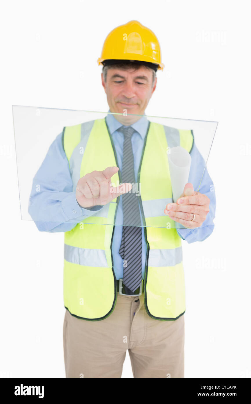 Man in yellow vest holding hi-res stock photography and images - Alamy