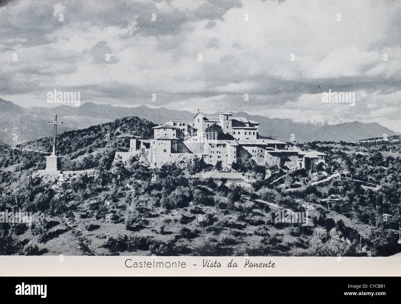 a view of Castelmonte in an old postcard Stock Photo - Alamy