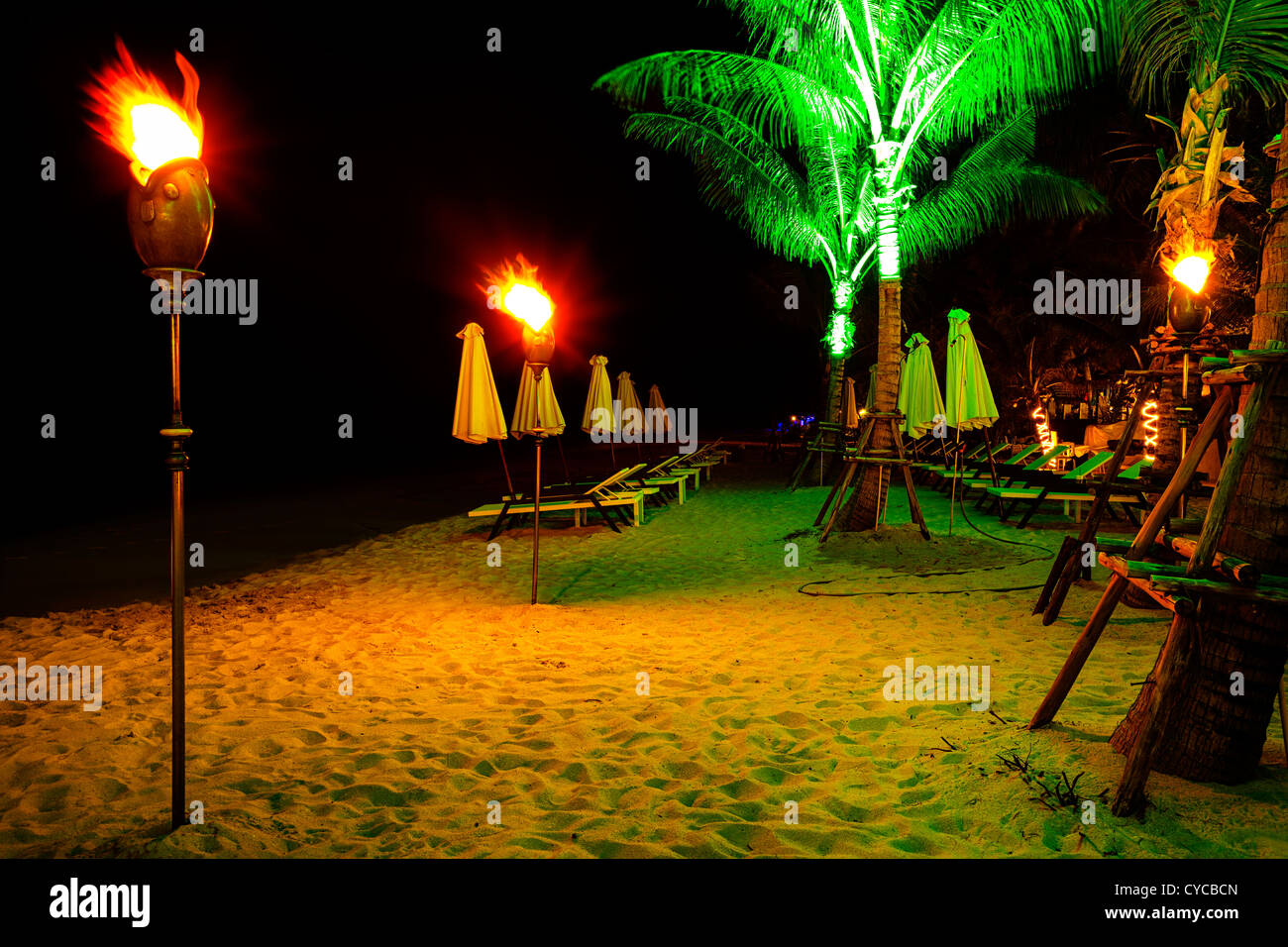 Tropical beach at night time. Long exposure shot. HDR processed Stock ...