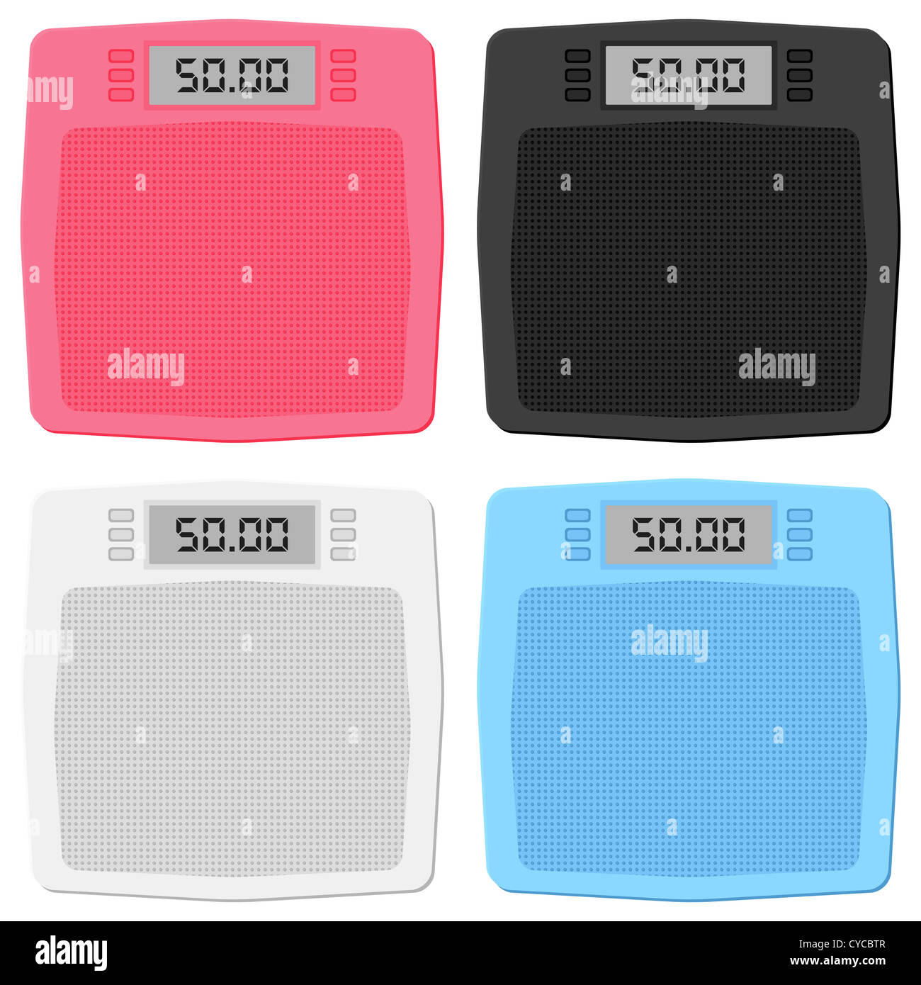 Bathroom scale set on white background. Vector illustration Stock Photo ...