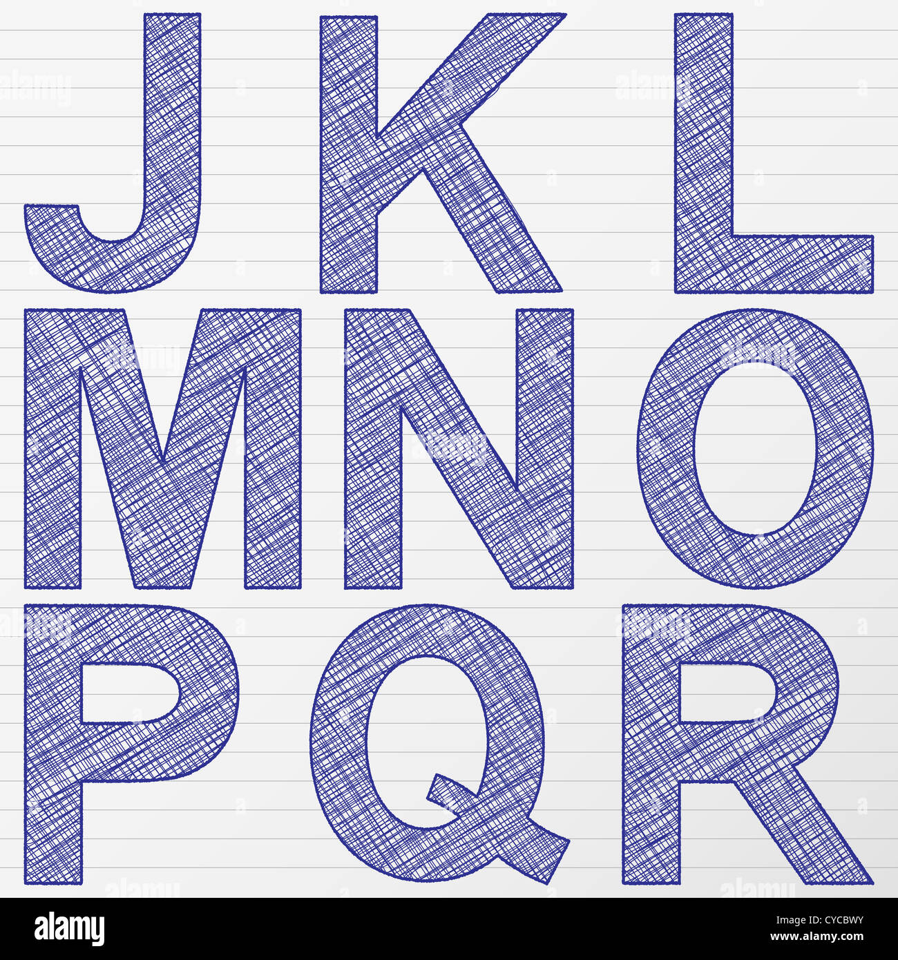 Scratch letters from J to R. Vector illustration Stock Photo - Alamy