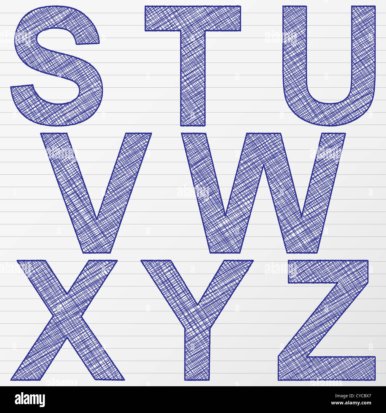 Scratch letters from S to Z. Vector illustration Stock Photo - Alamy