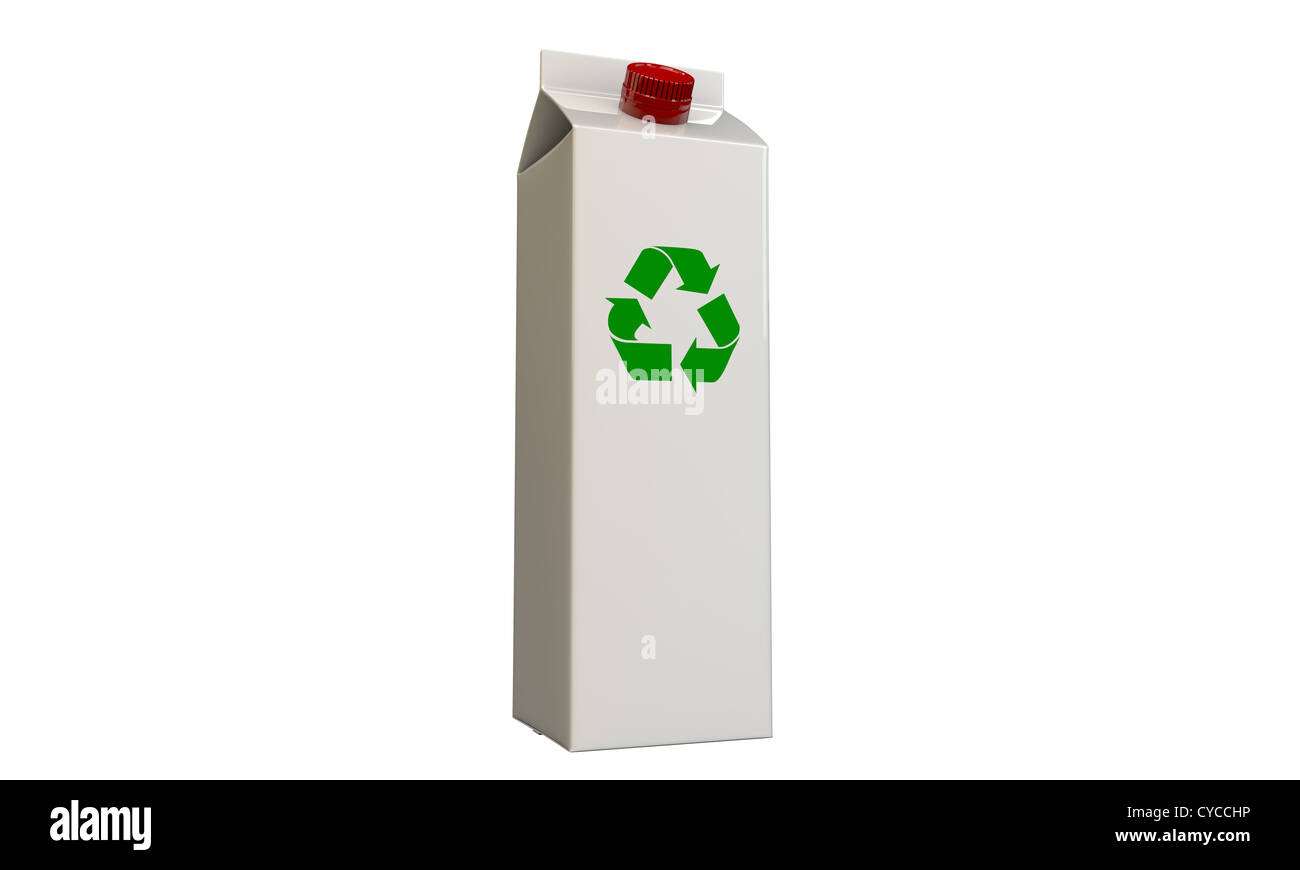 milk package with recycle symbol isolated on white background Stock ...