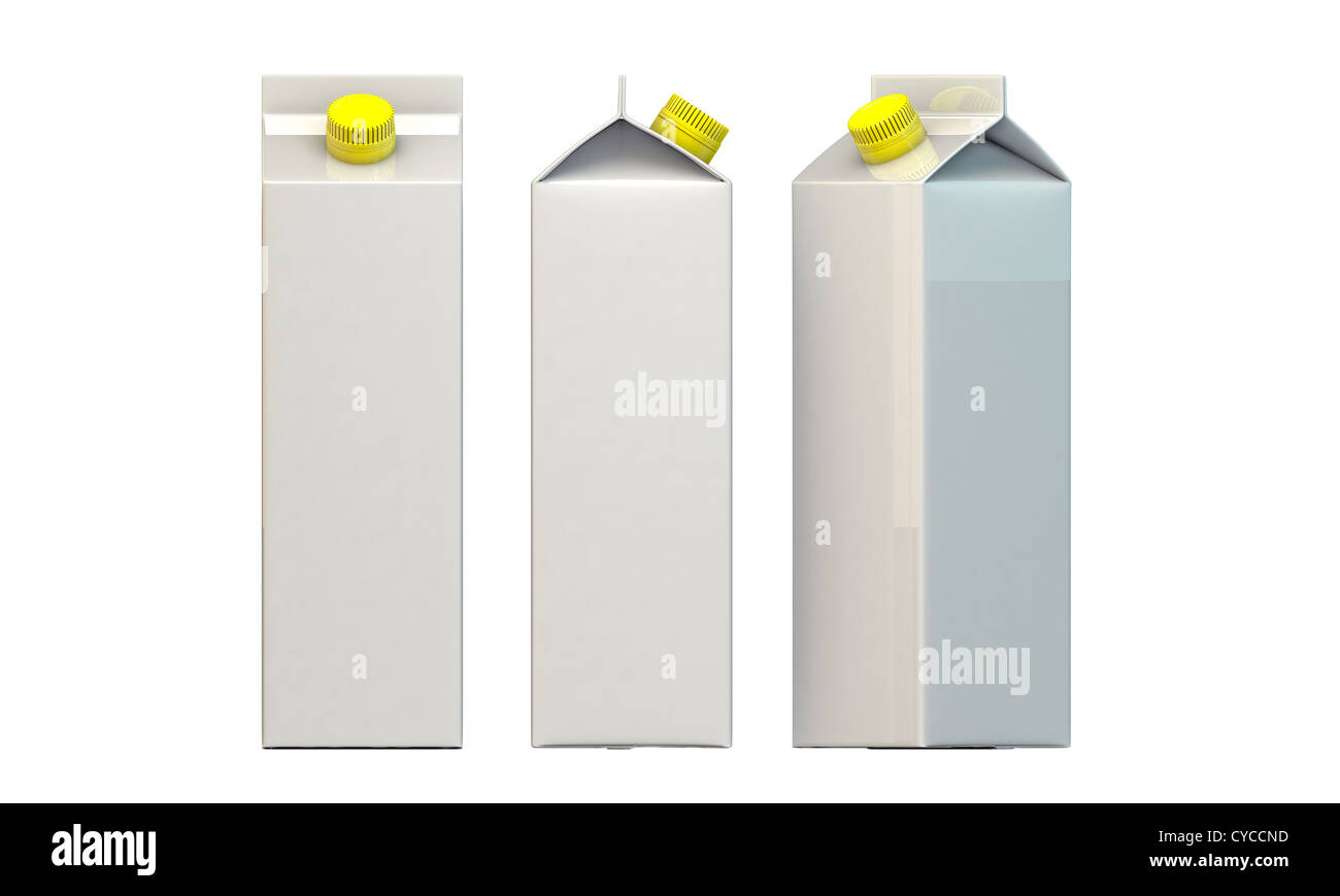 milk package with yellow cap isolated on white background Stock Photo ...