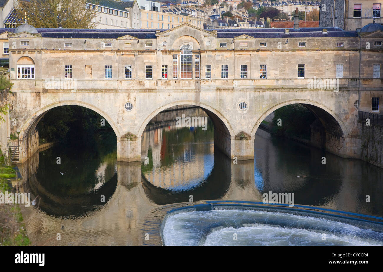 Pulteney Bridge spanning River Avon, Bath, Somerset, England architect ...