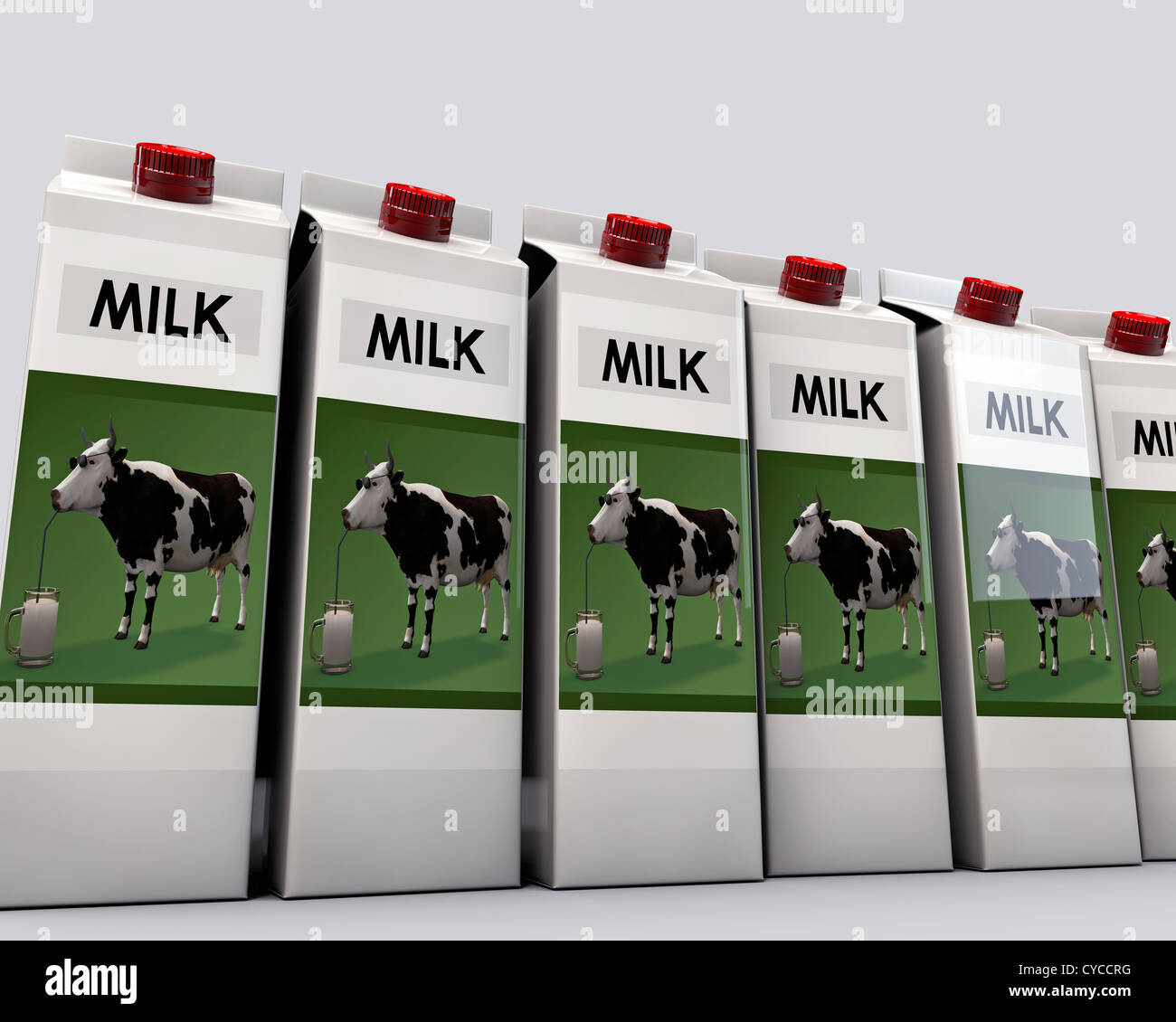 milk packages isolated on white background Stock Photo - Alamy