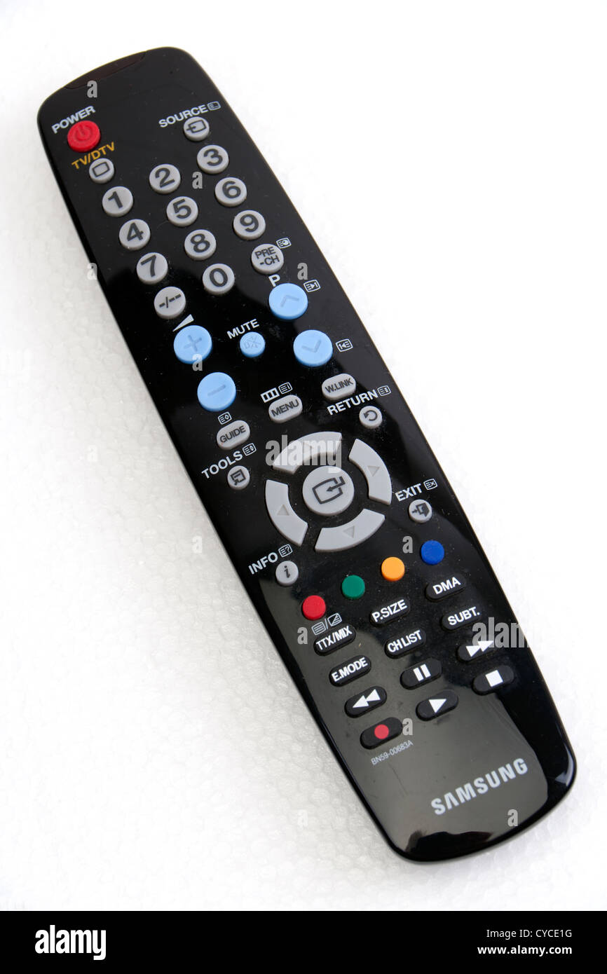 Tv remote control on white Cut Out Stock Images & Pictures - Alamy