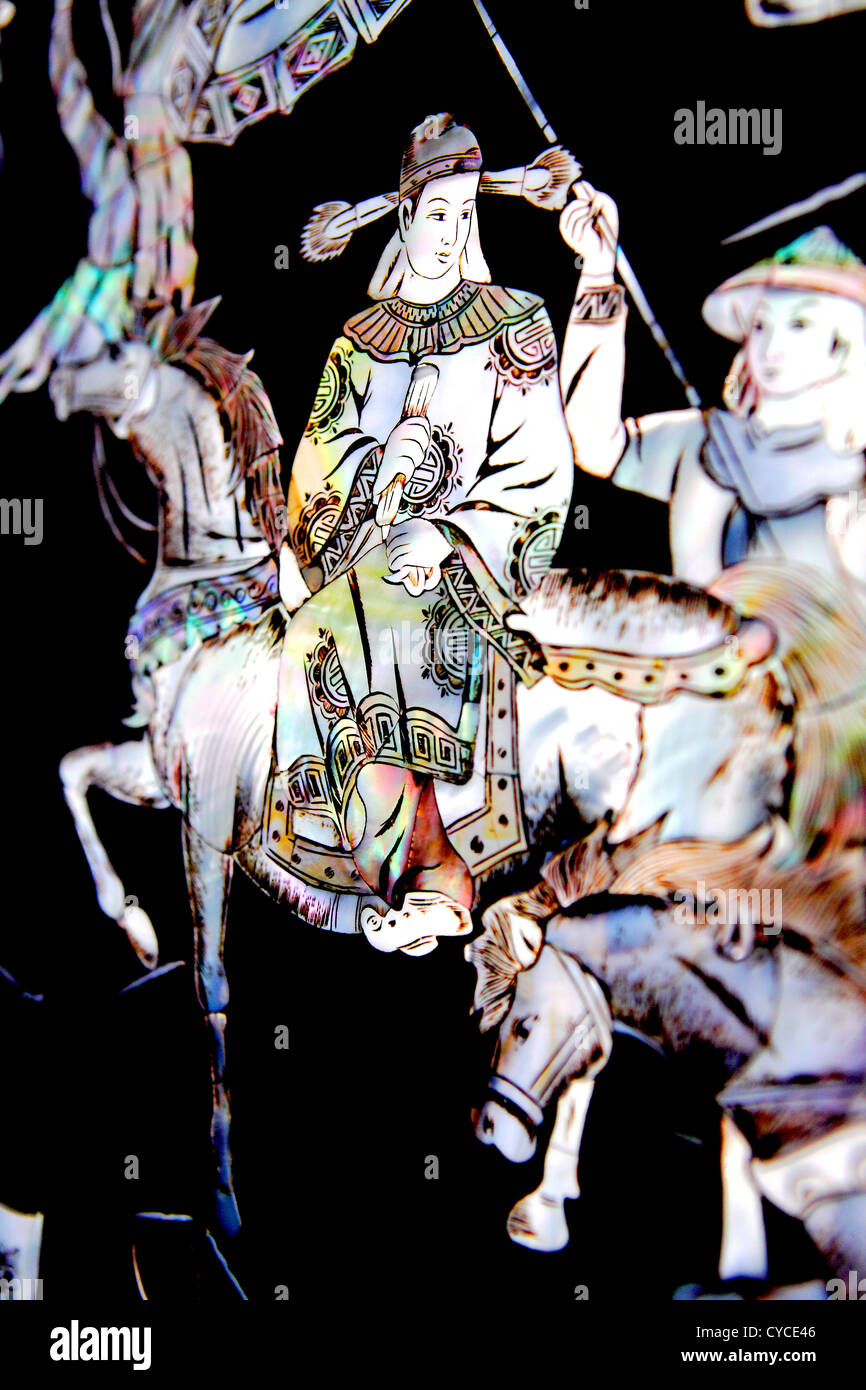 Antique Chinese mother of pearl creation depicting oriental persons ...