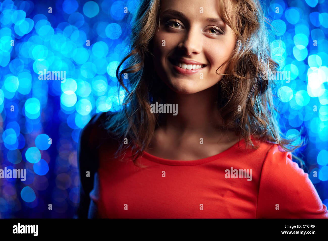 Portrait of a charming lady partying and smiling at camera Stock Photo ...