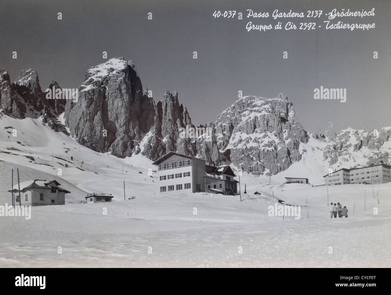 Gardena pass in an old postcard Stock Photo - Alamy