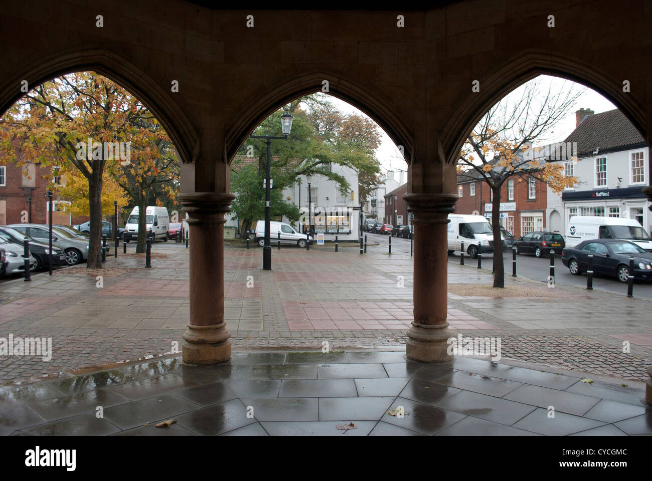 Bingham marketplace from inside the Market Cross Stock Photo - Alamy
