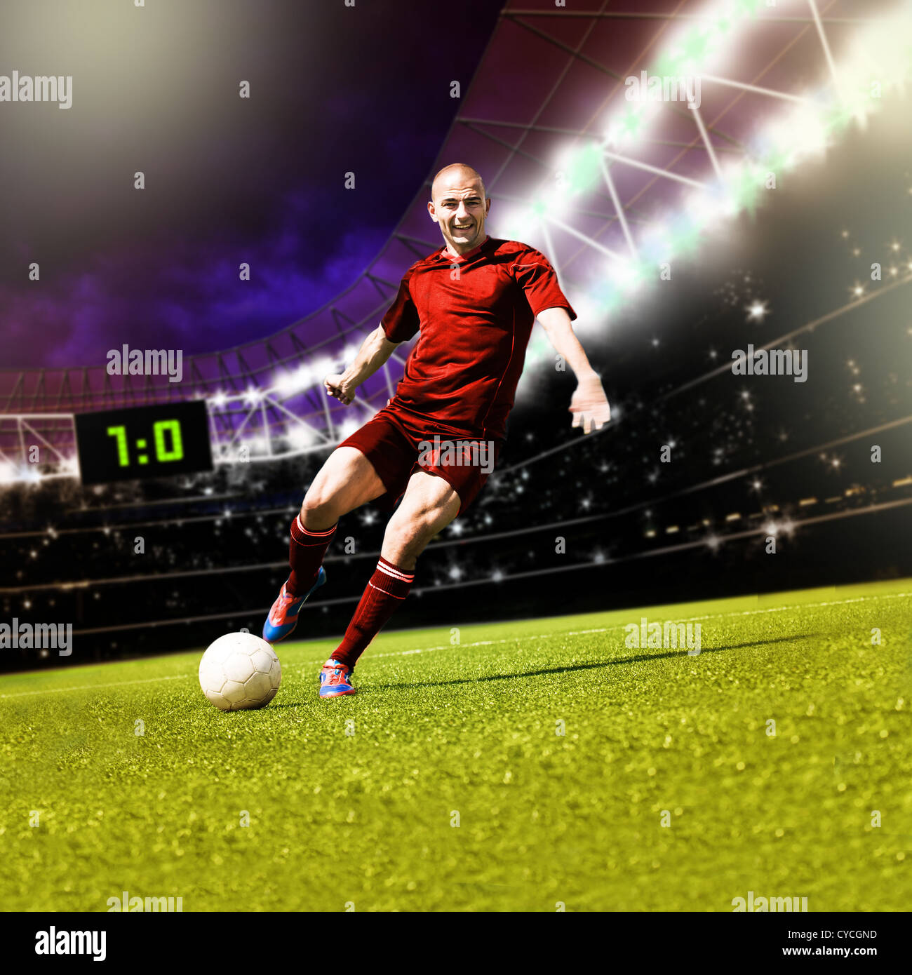 two football players from opposing team on the field Stock Photo - Alamy