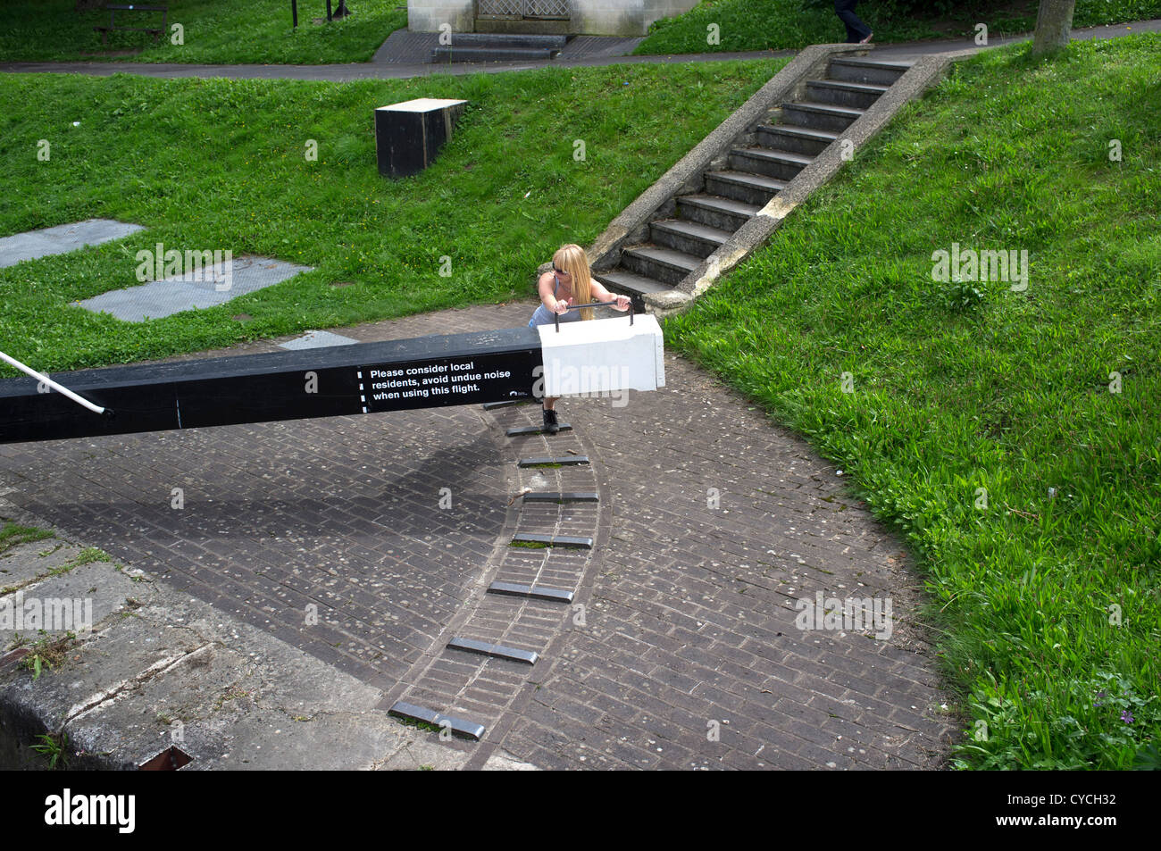Opening Canal Lock Gates at Bath Stock Photo - Alamy