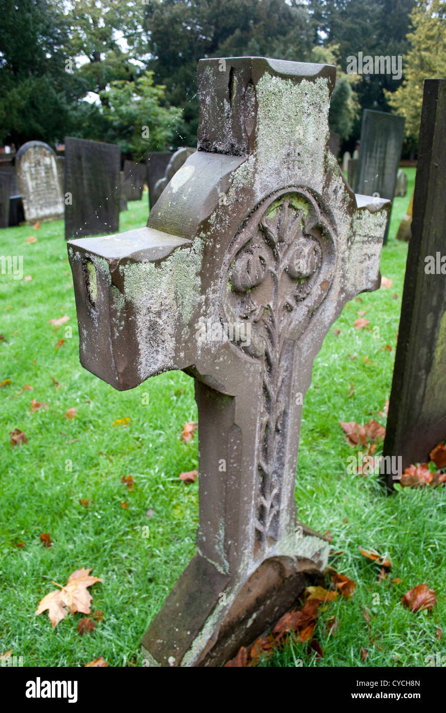 Old stone cross at Church of St. Mary and All Saints, Bingham Stock ...