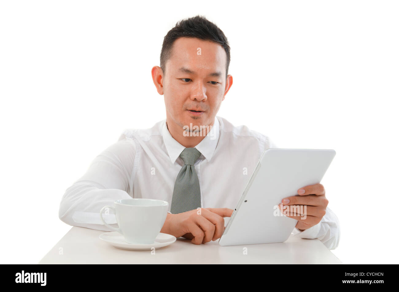 asian male with a generic tablet Stock Photo - Alamy
