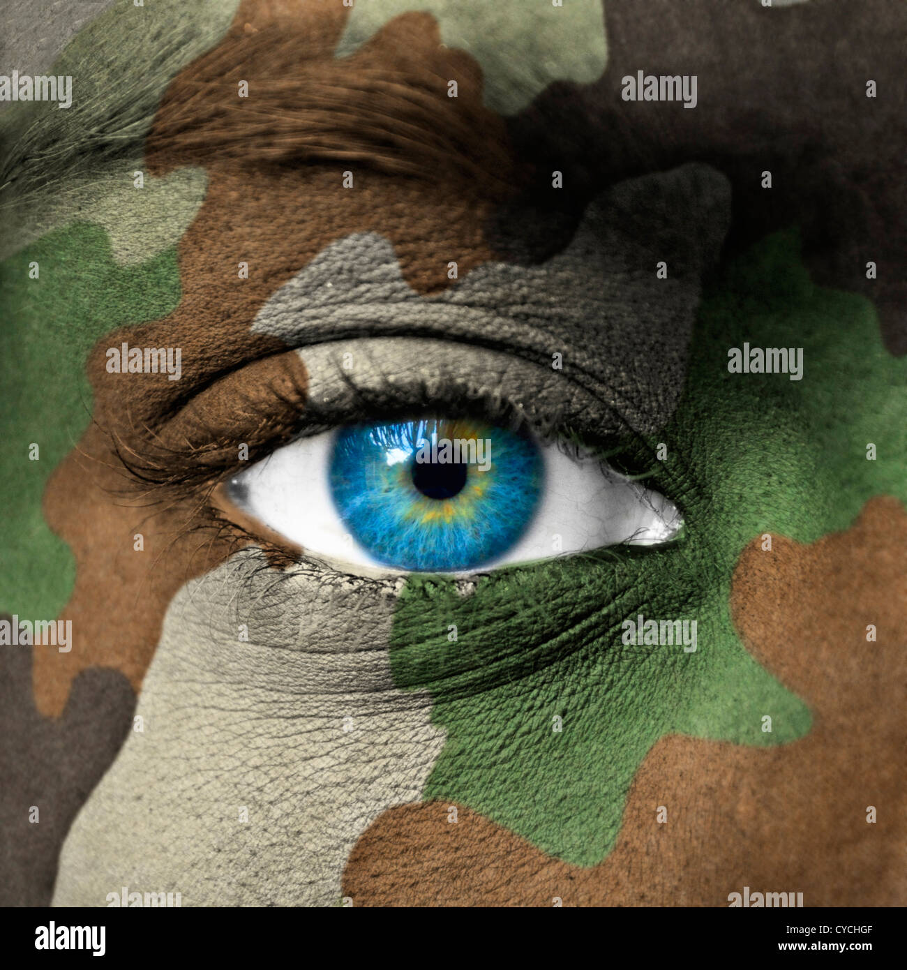 Army camouflage on human face Stock Photo - Alamy