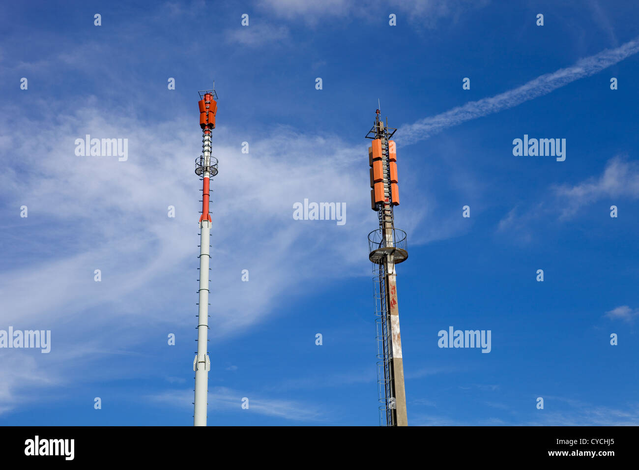 Telecommunications tower different antennas high hi-res stock ...