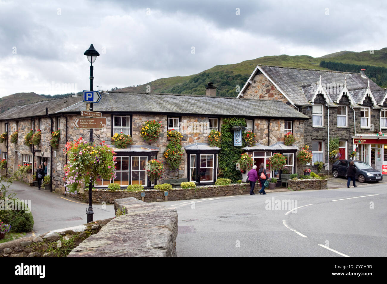 Main A498 Road Through The Picturesque Village Of Beddgelert Snowdonia