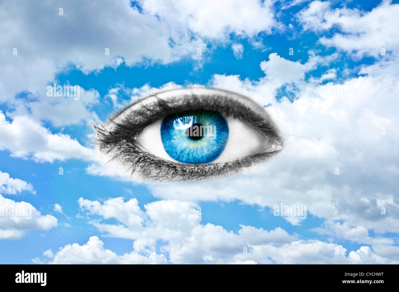 Blue eye and blue sky Stock Photo - Alamy