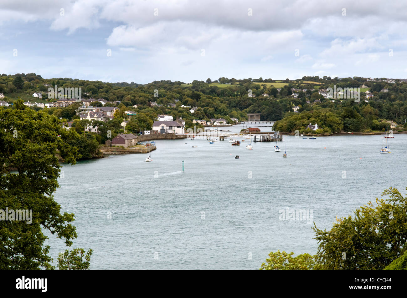 View over the Menai Straits from the mainland that separates mainland ...