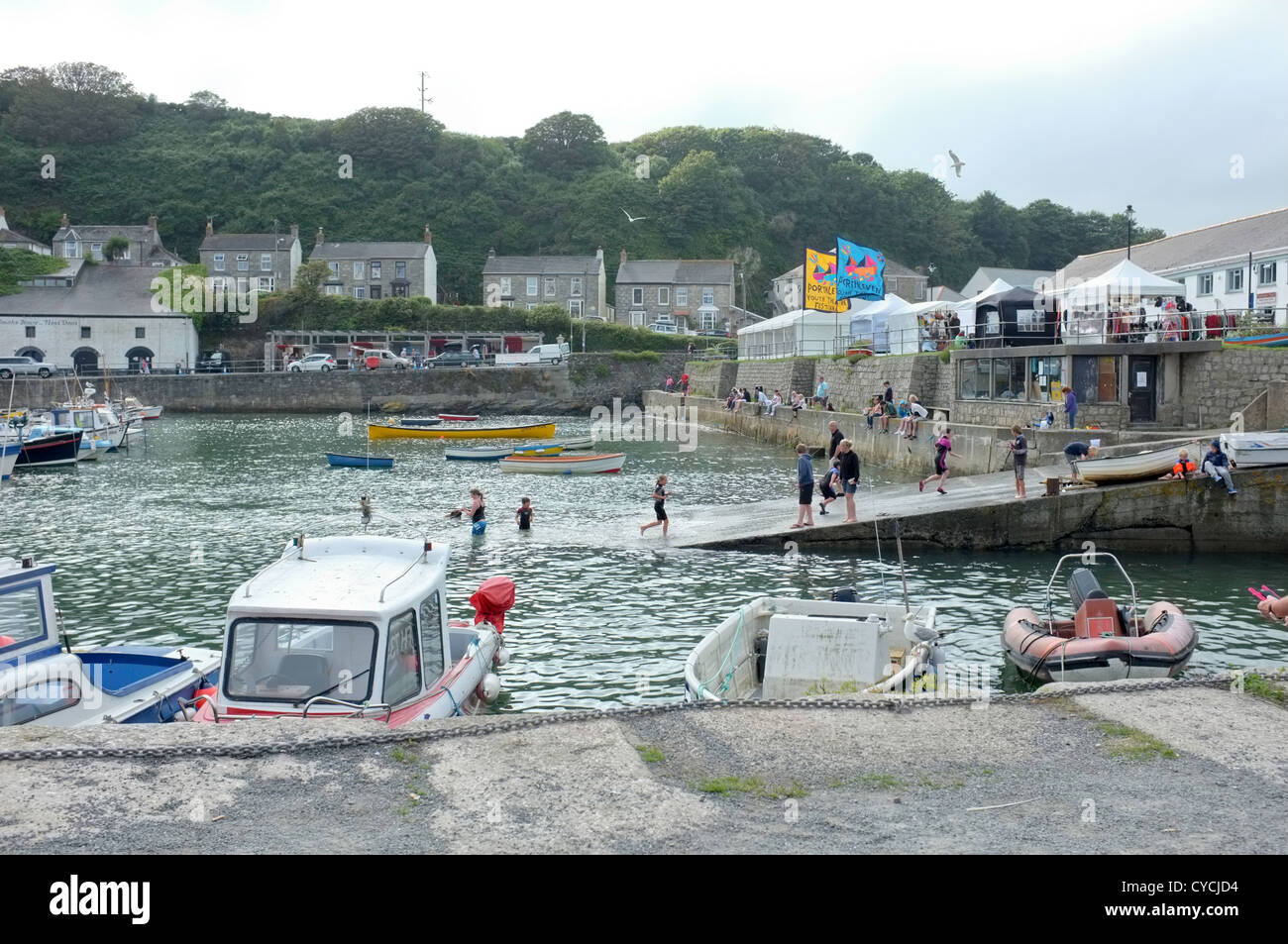 The harbor at Porth Leven, Cornwall Stock Photo - Alamy