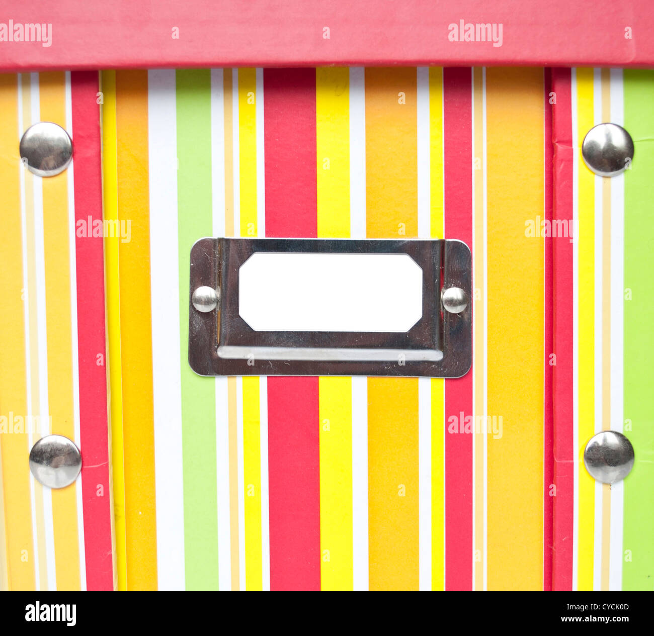 Colorful paper box with empty tag Stock Photo - Alamy