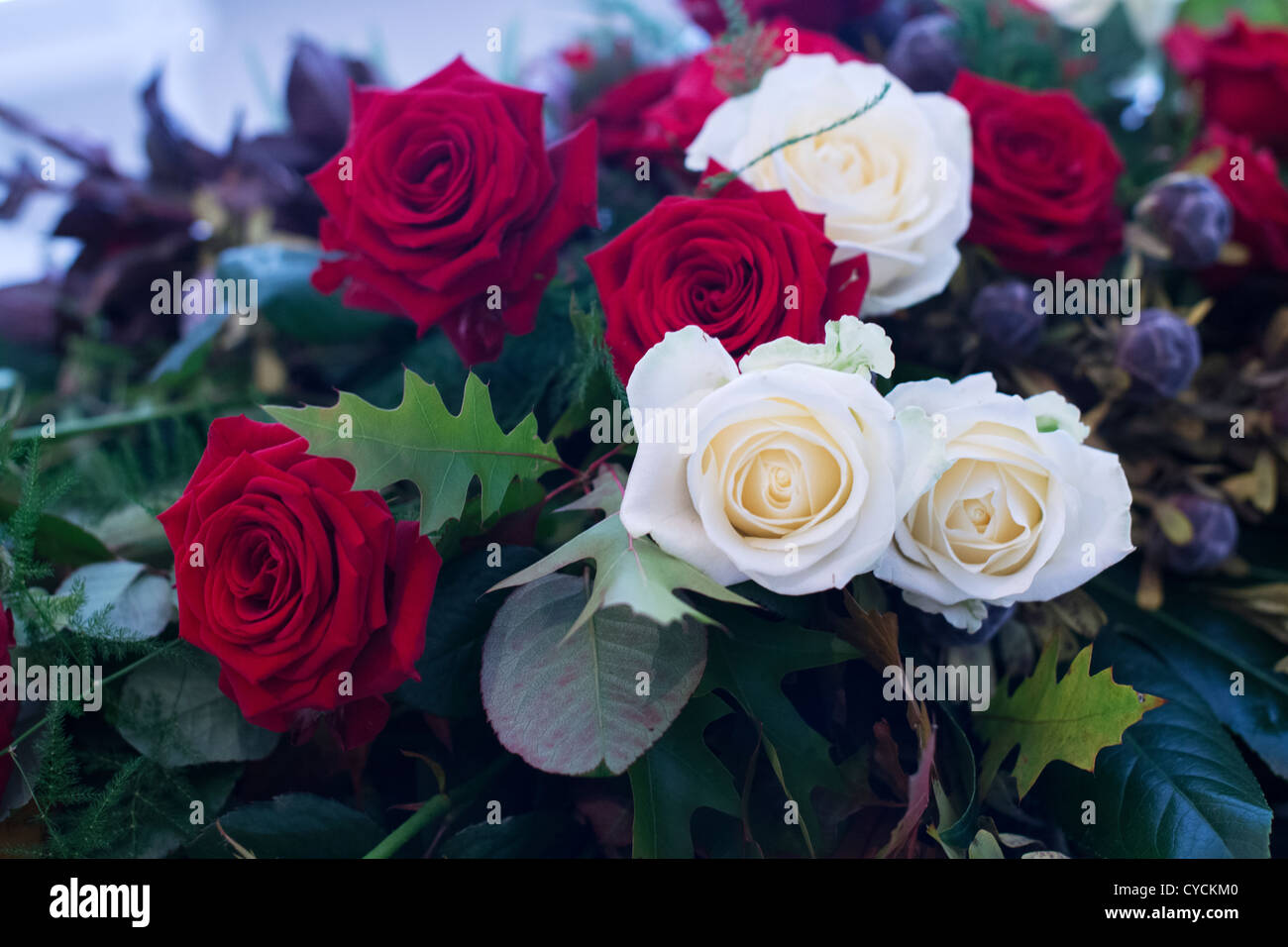 bouquet with white and red roses Stock Photo - Alamy