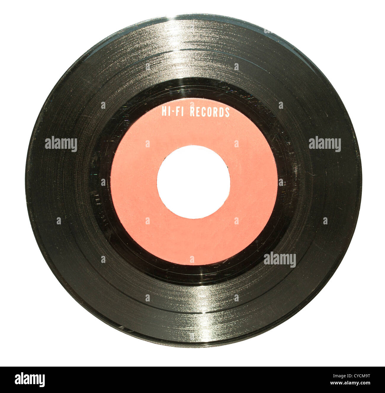 Vintage vinyl record with red label isolated on white Stock Photo - Alamy