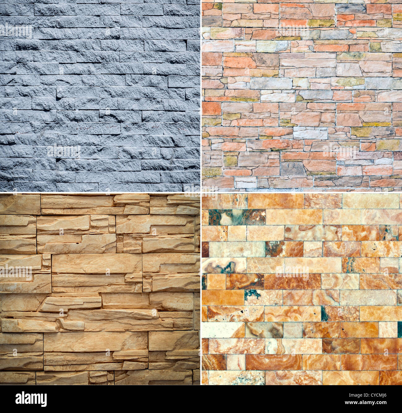 Stone wall collage Stock Photo - Alamy