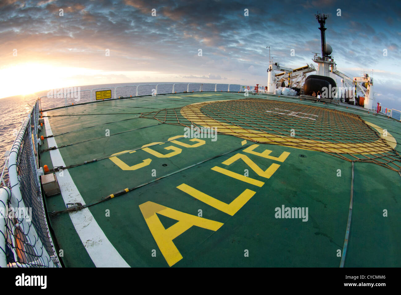 Helideck of the Seismic vessel CGG Alize Stock Photo - Alamy