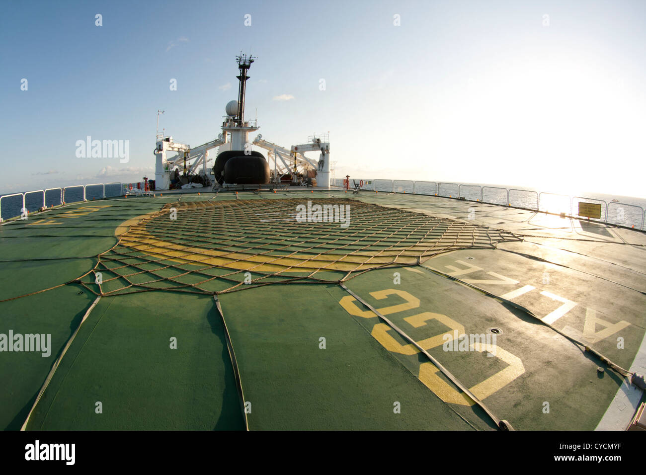 Helideck of the Seismic vessel CGG Alize Stock Photo - Alamy