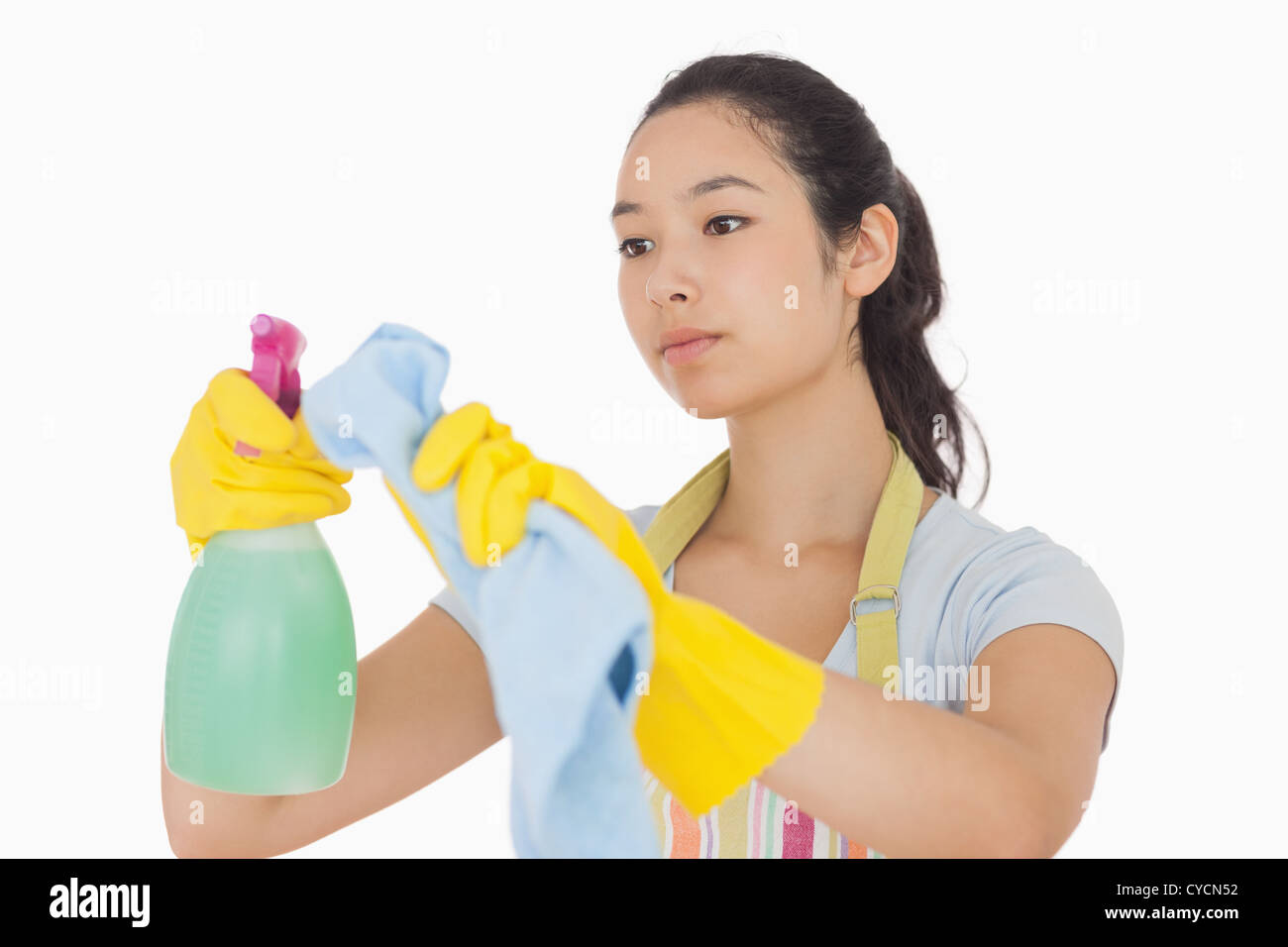 Woman wiping surface Stock Photo - Alamy