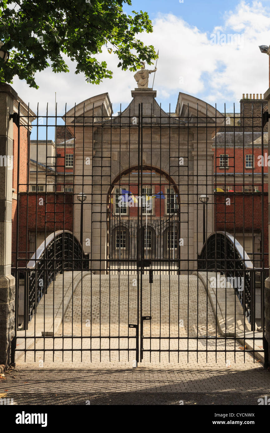 Cork Hill state entrance gates to Dublin castle courtyard. Dublin city ...