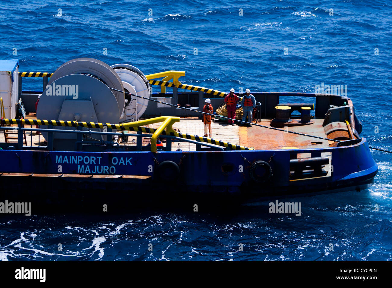 deck view of the supply vessel "Mainport Oak" working as guard vessel ...