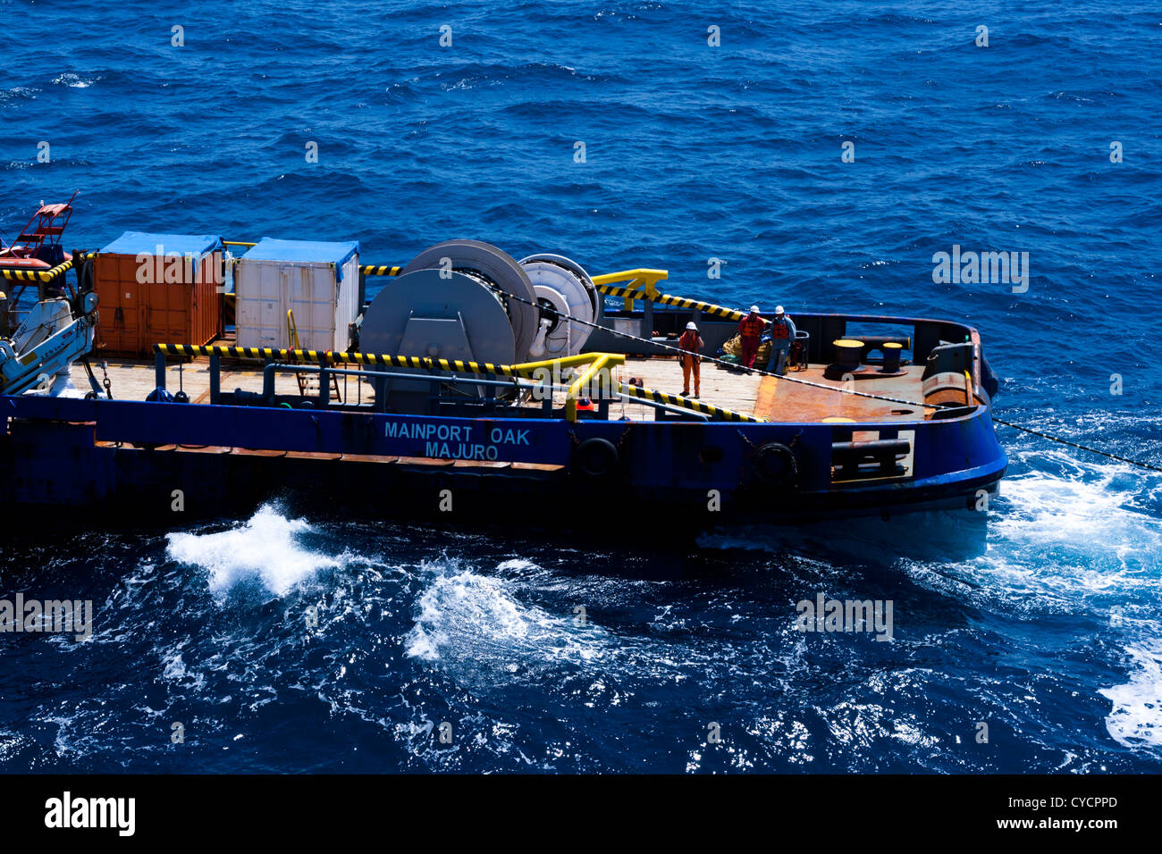 deck view of the supply vessel "Mainport Oak" working as guard vessel ...