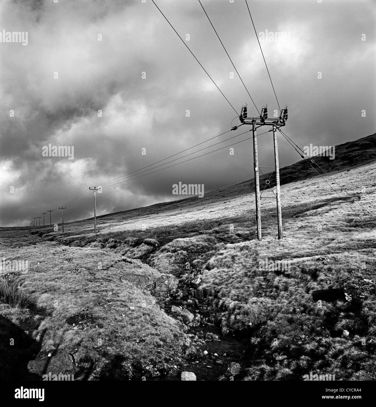 Electric Power Lines, Mourne Mountains, Co Down, Northern Ireland Stock ...
