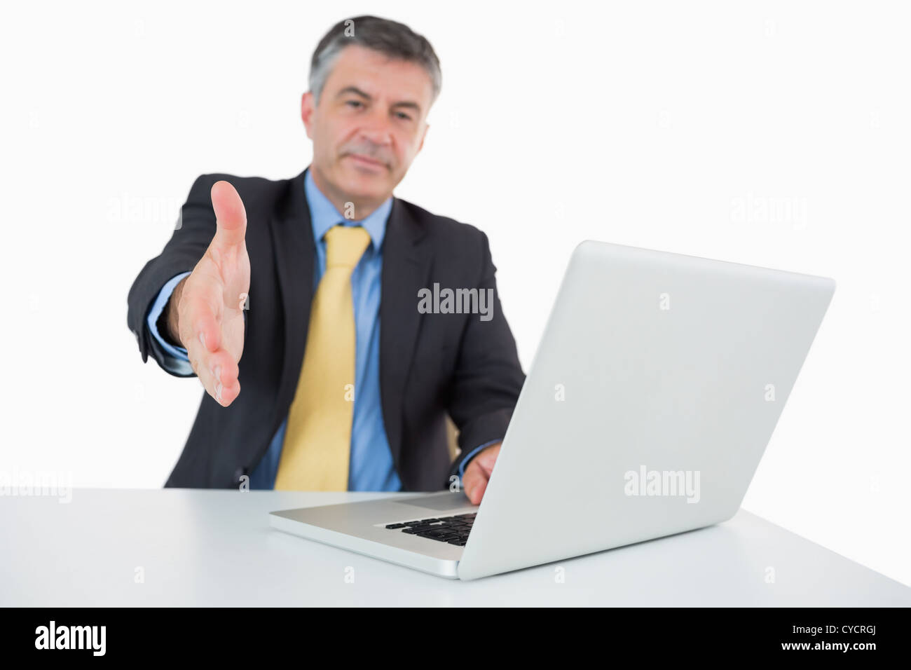 Man holding out his hand to the camera Stock Photo - Alamy