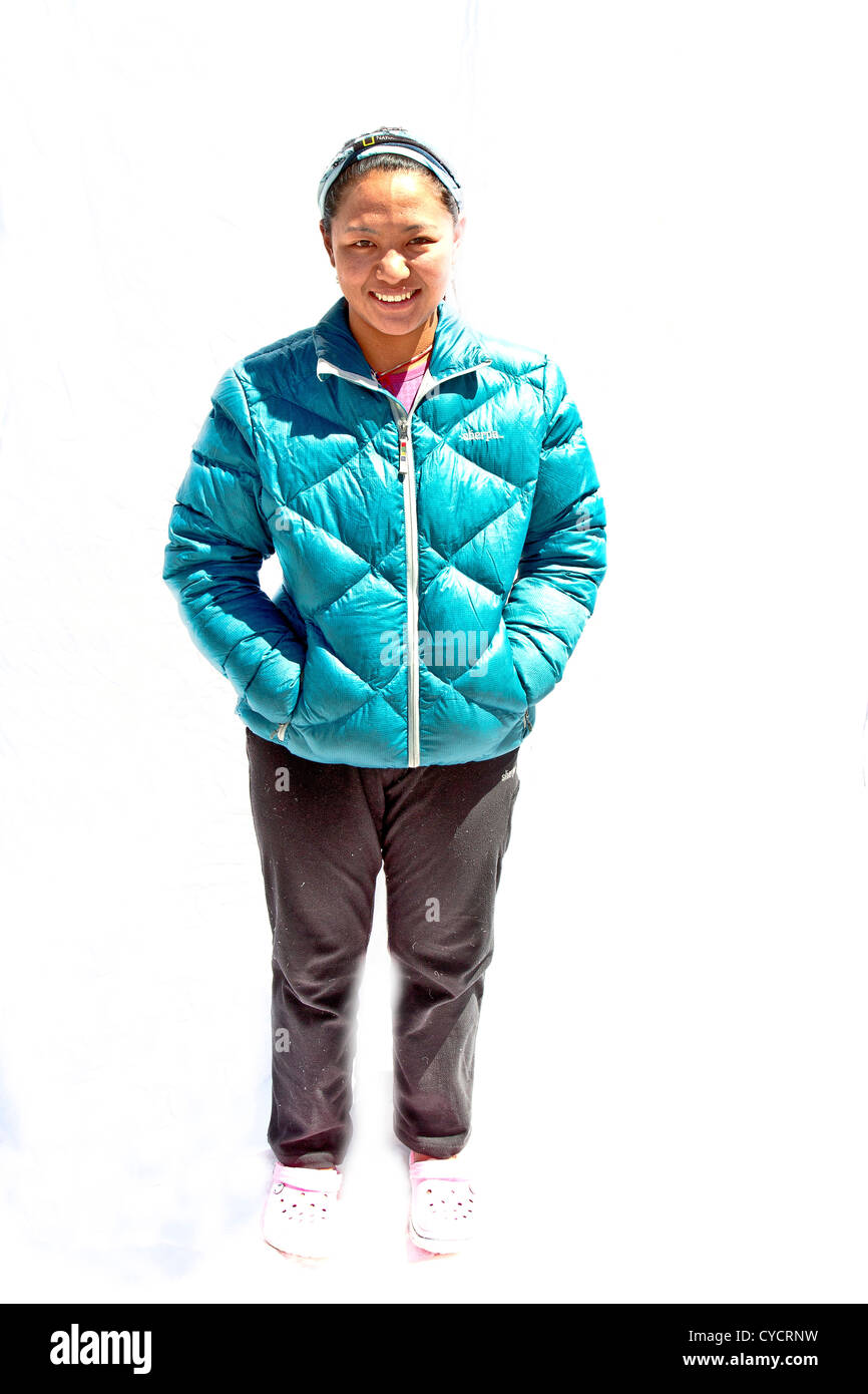 One of the few female high altitude Sherpas working at Everest Base ...