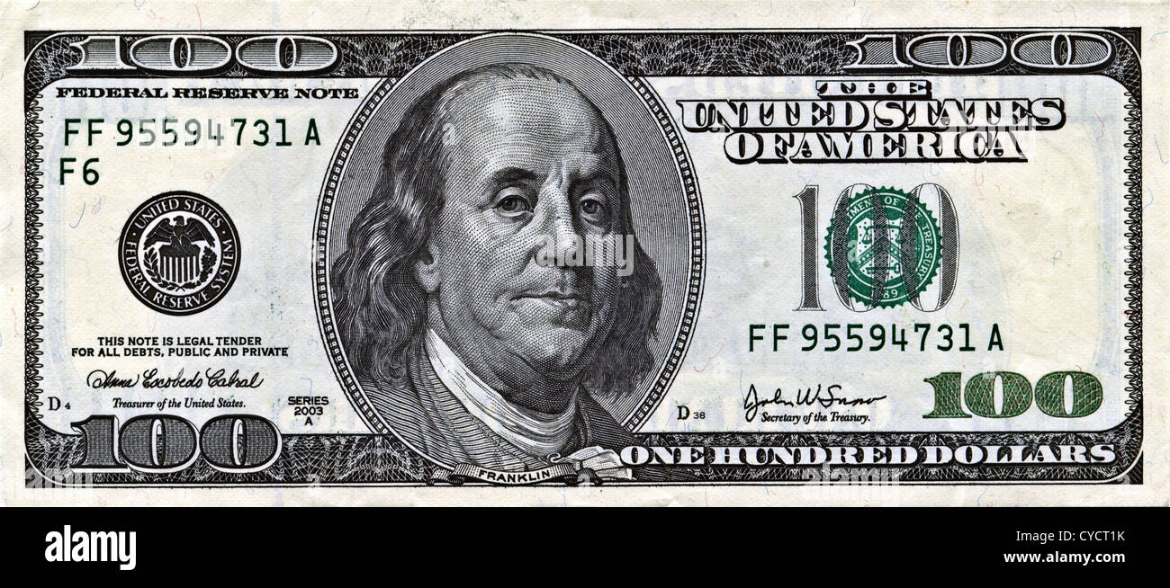 100 American dollars bank note Stock Photo - Alamy